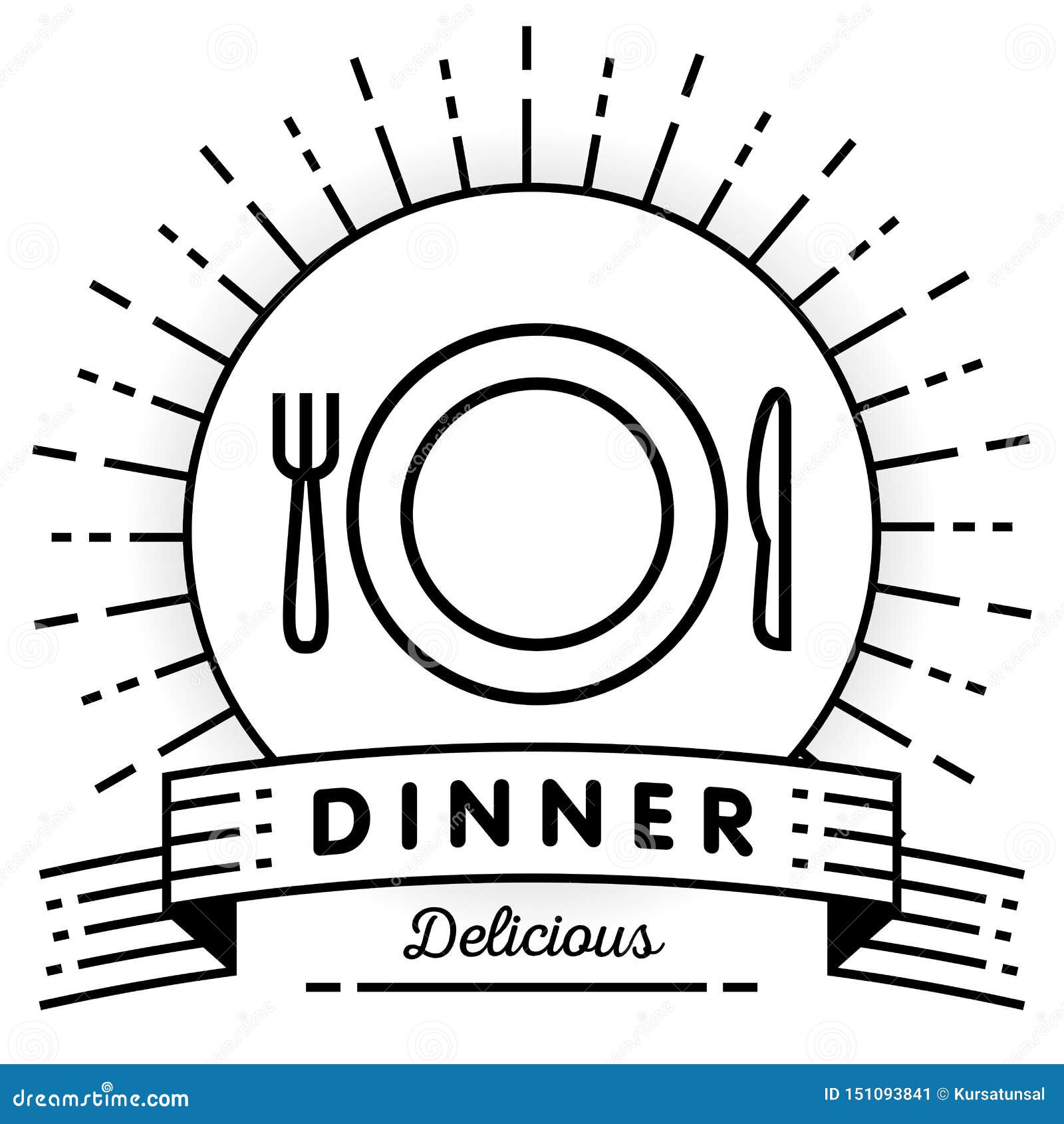 Vector Table Service Icon with Linear Style Stock Vector - Illustration ...