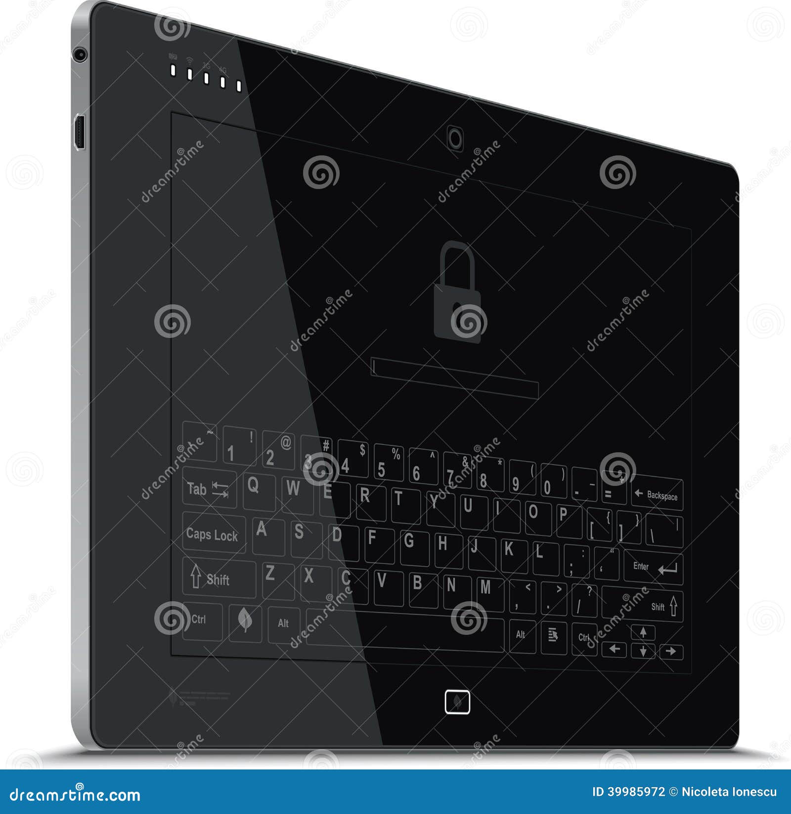 Vector Tablet Left Side View Vertical Stock Illustration - Illustration ...
