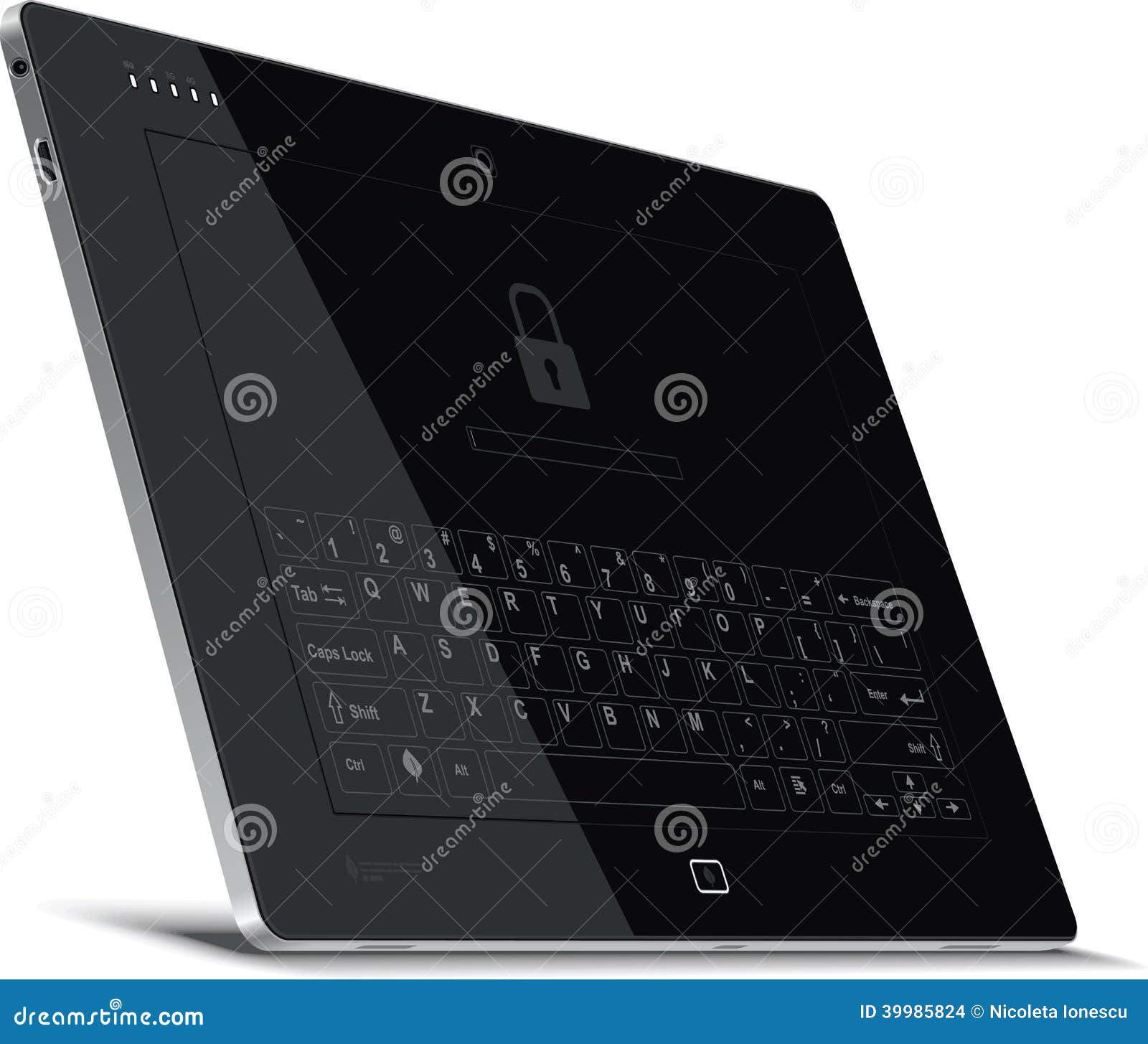 Vector Tablet Left Side View with Virtual Keyboard Stock Illustration ...