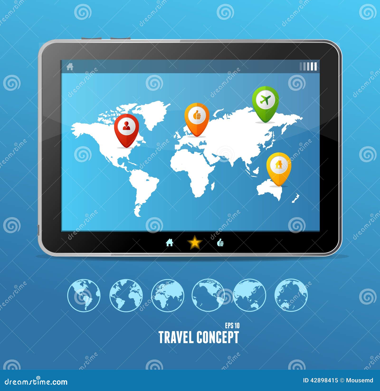 Vector Tablet Map and Globe Set. Infographics Stock Vector ...