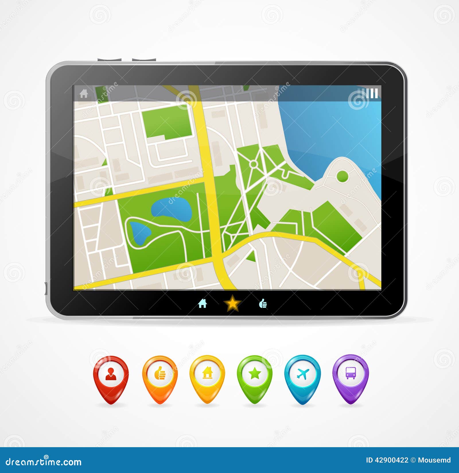 Vector Tablet Map Navigation Set. Infographics Stock Vector ...