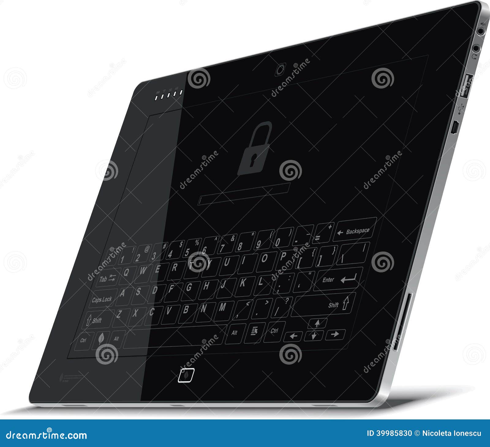 Vector Tablet Right Side View Leaning Back Stock Illustration ...