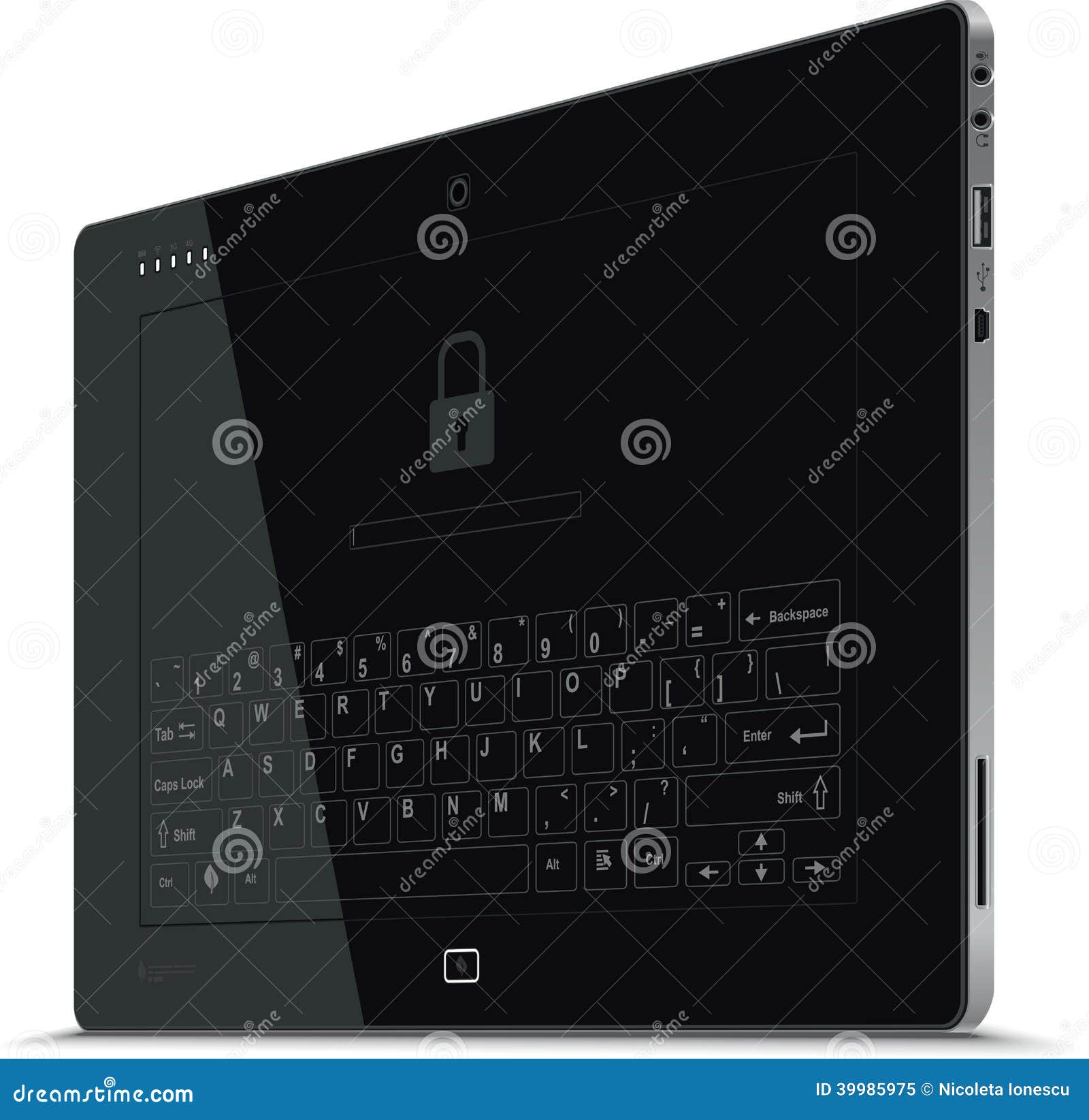 Vector Tablet Right Side View Vertical Stock Illustration ...