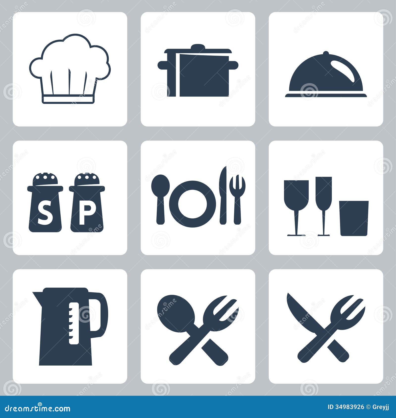 Vector tableware icons set stock vector. Illustration of pepper - 34983926
