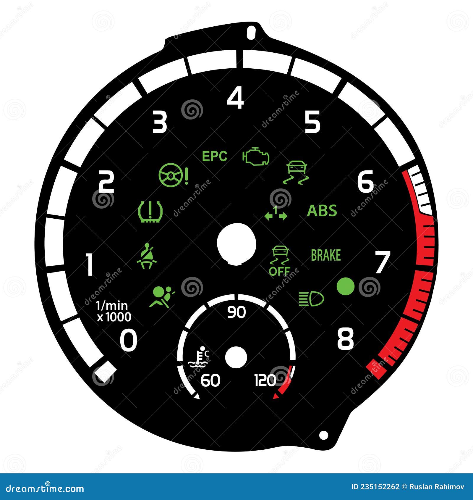 Vector Tachometer On Carbon Background | CartoonDealer.com #111377432