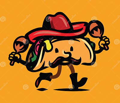 Vector of taco dancing stock vector. Illustration of meat - 89505095