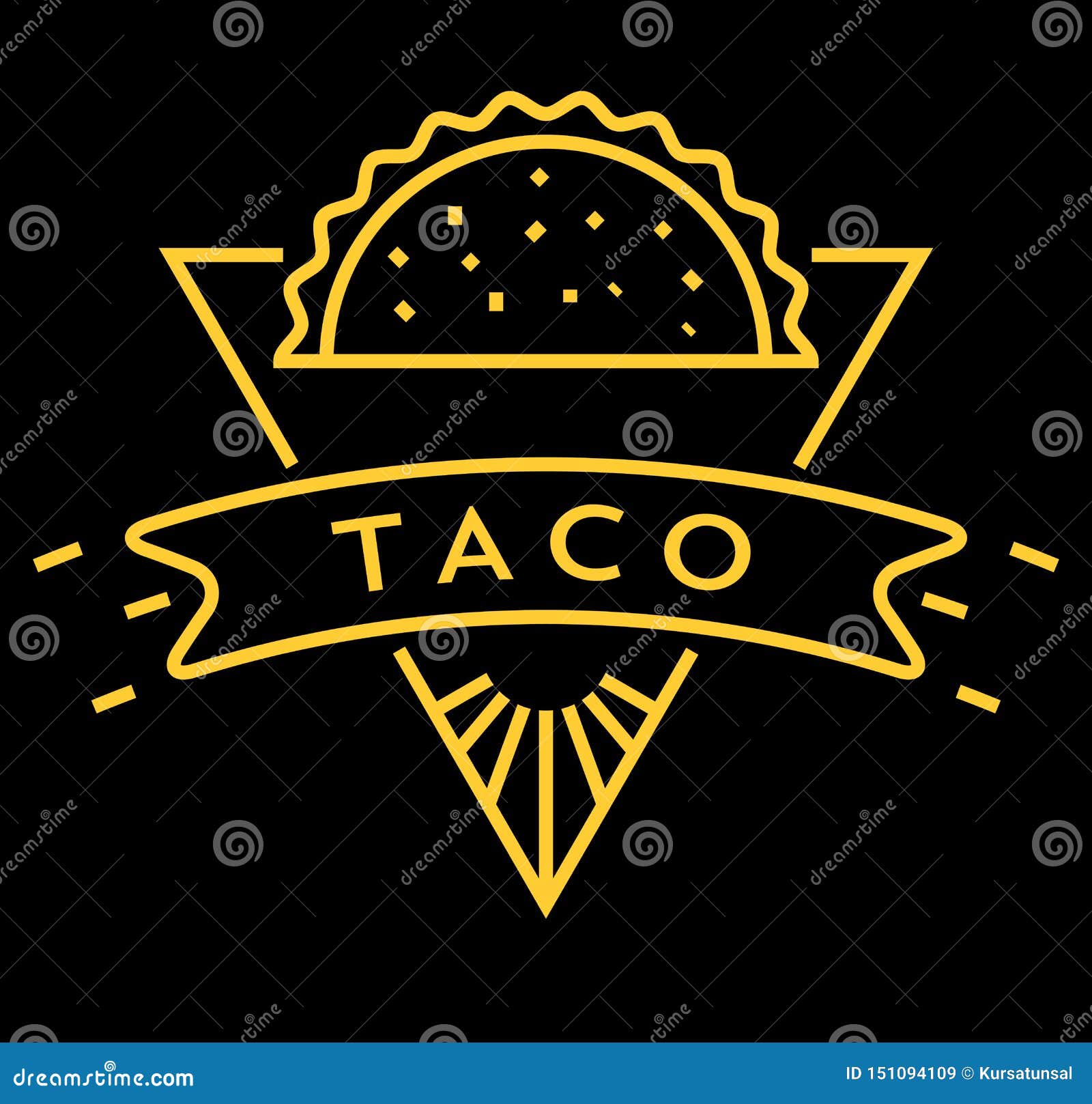 Vector Taco Icon with Linear Style Stock Vector - Illustration of ...