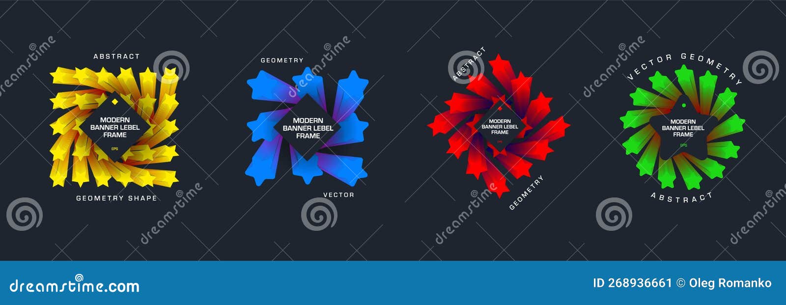 Vector Banner with Blue, Yellow, Red, Purple Parallelograms in ...