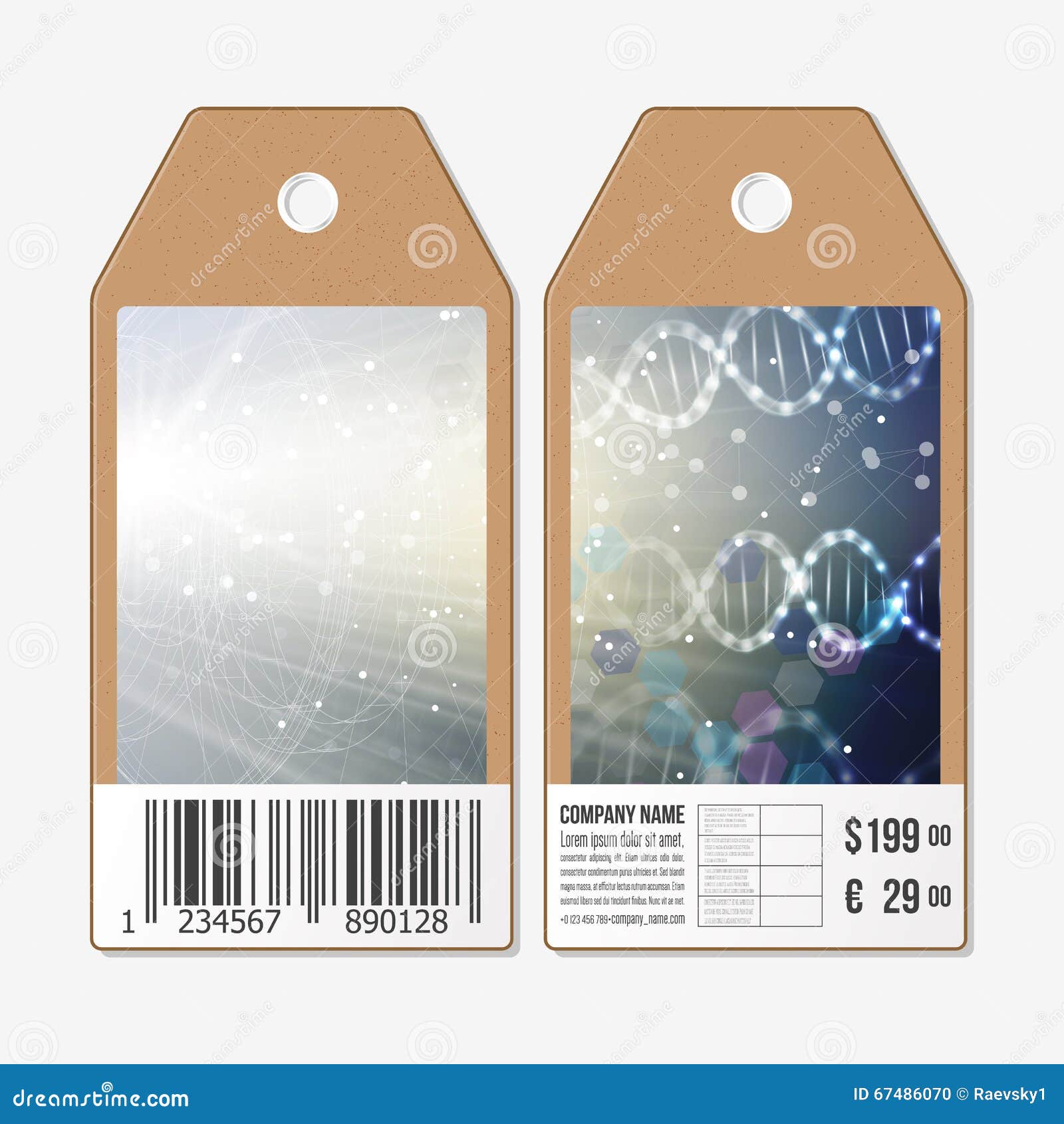 Vector Tags Design On Both Sides, Cardboard Sale Labels With Barcode ...