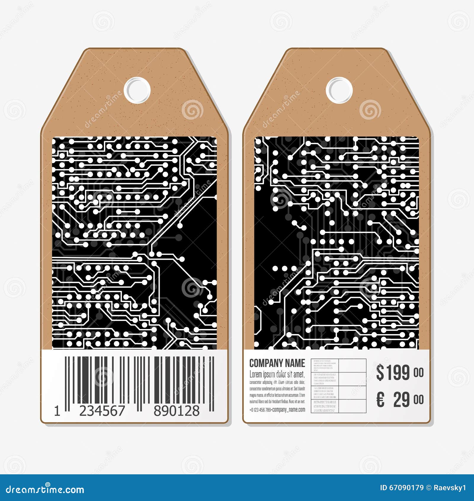 Vector Tags Design on Both Sides, Cardboard Sale Labels with Barcode ...