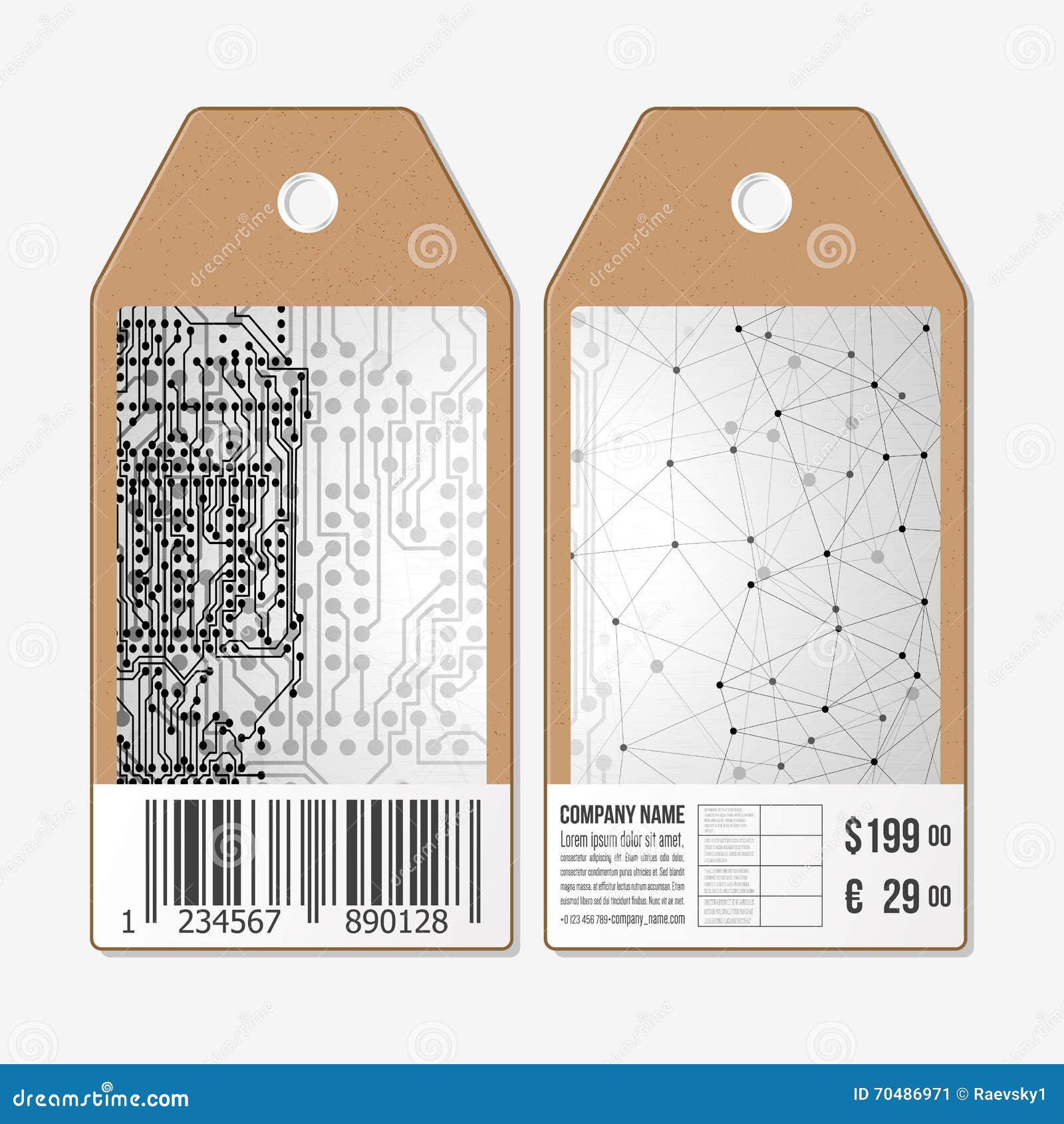 Vector Tags Design on Both Sides, Cardboard Sale Labels with Barcode ...