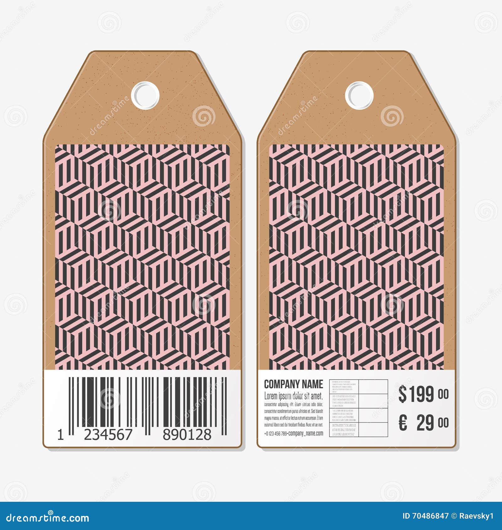 Vector Tags Design on Both Sides, Cardboard Sale Labels with Barcode ...