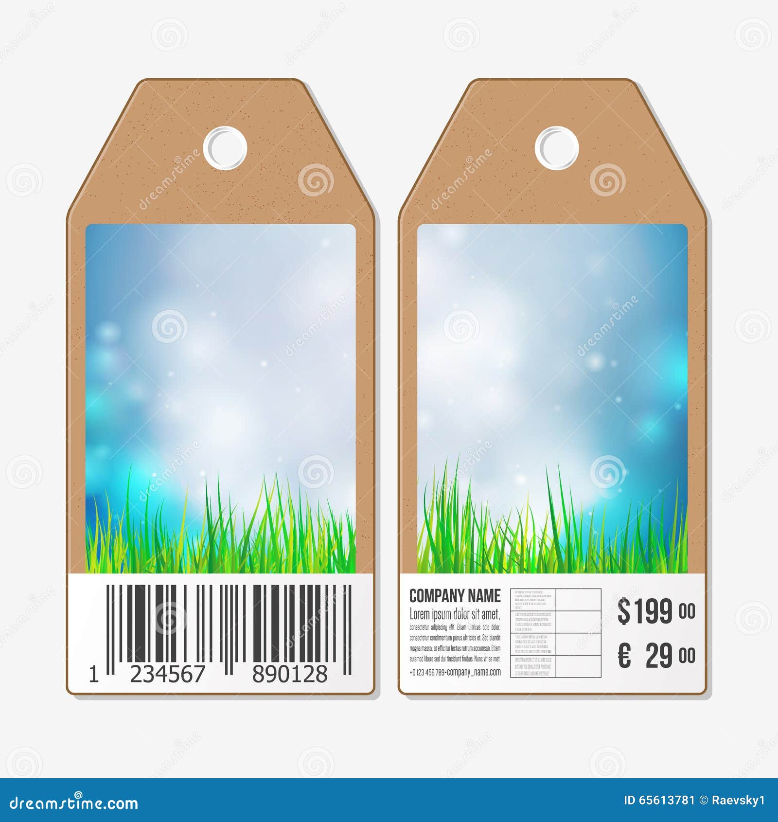 Vector Tags Design on Both Sides, Cardboard Sale Labels with Barcode ...