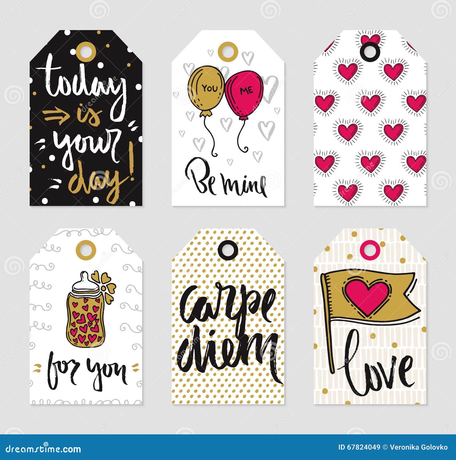 Vector Tags Set of Love Theme Stock Vector - Illustration of decorative ...