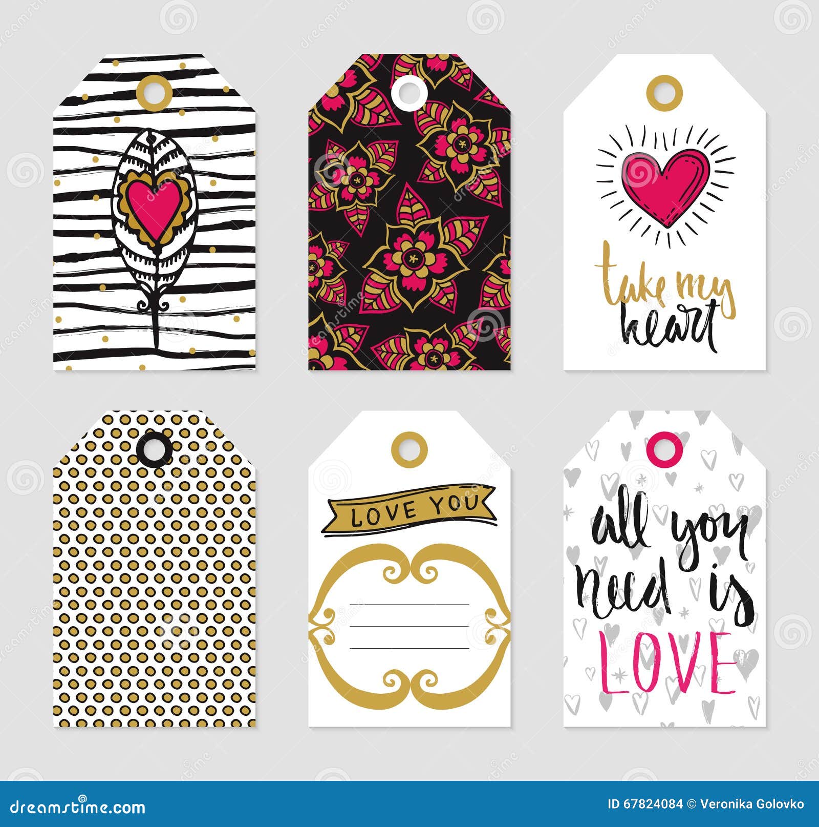 Vector Tags Set of Love Theme Stock Vector - Illustration of black ...