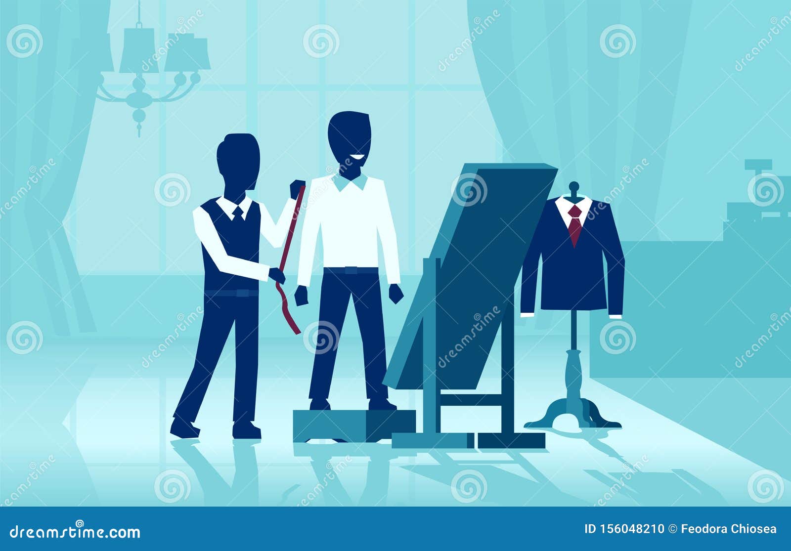 Vector of a Tailor Measuring Client Size Stock Illustration ...