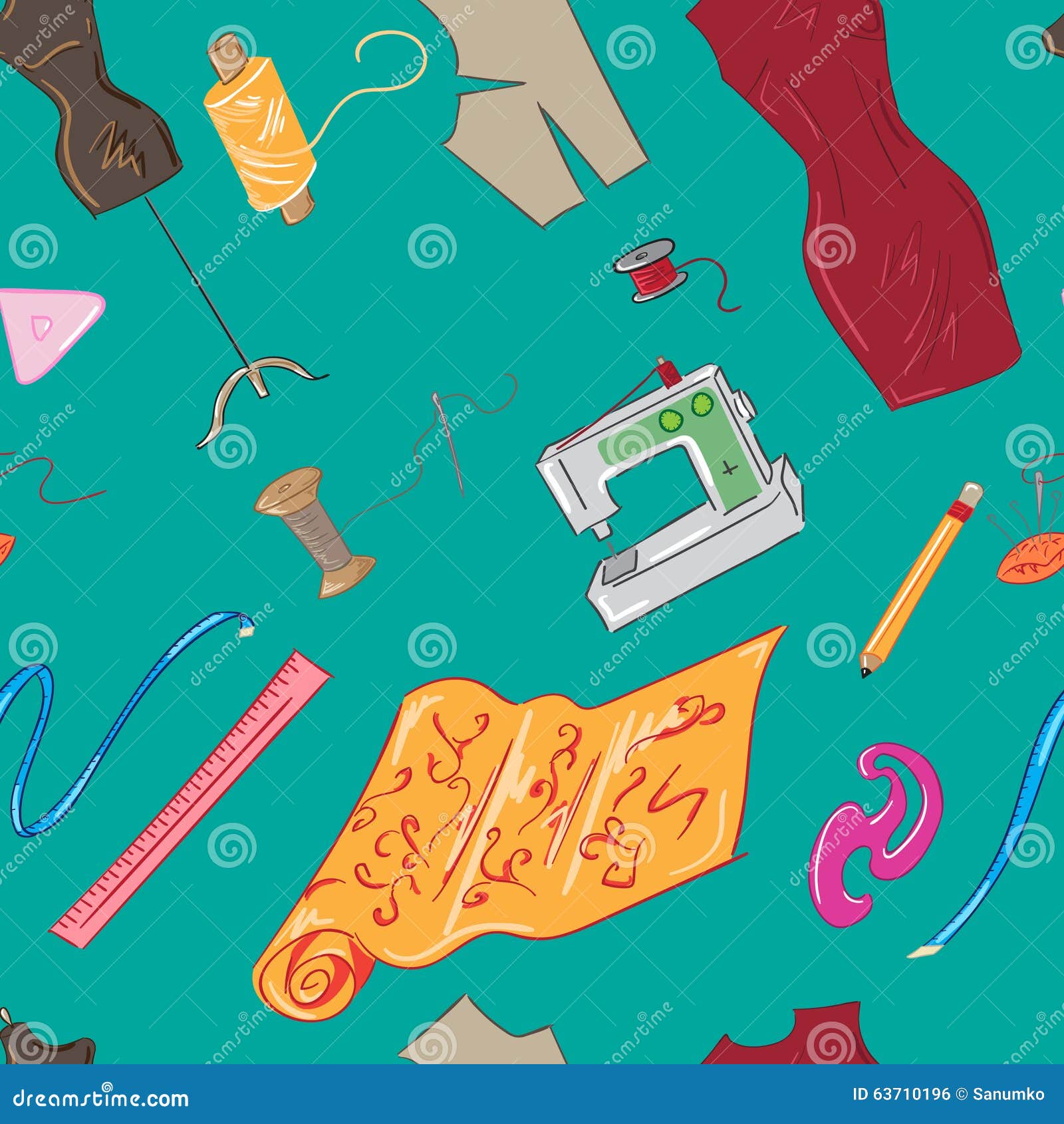Vector tailor pattern stock vector. Illustration of fabric - 63710196