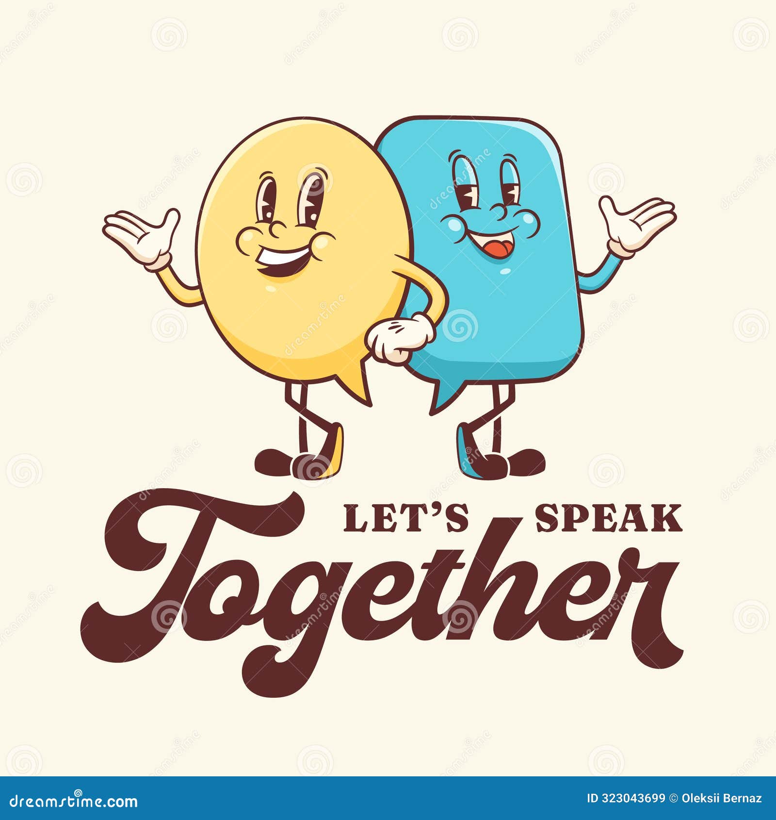 Vector Talk Language Learning Group of Characters Illustration. Groovy ...