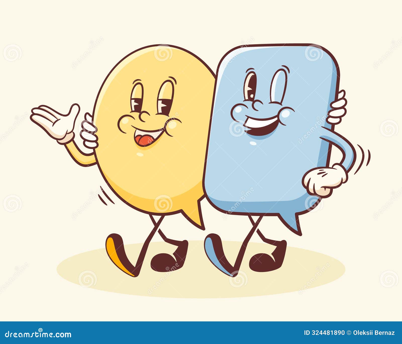 Vector Talk Language Learning Walking Characters Illustration. Groovy ...