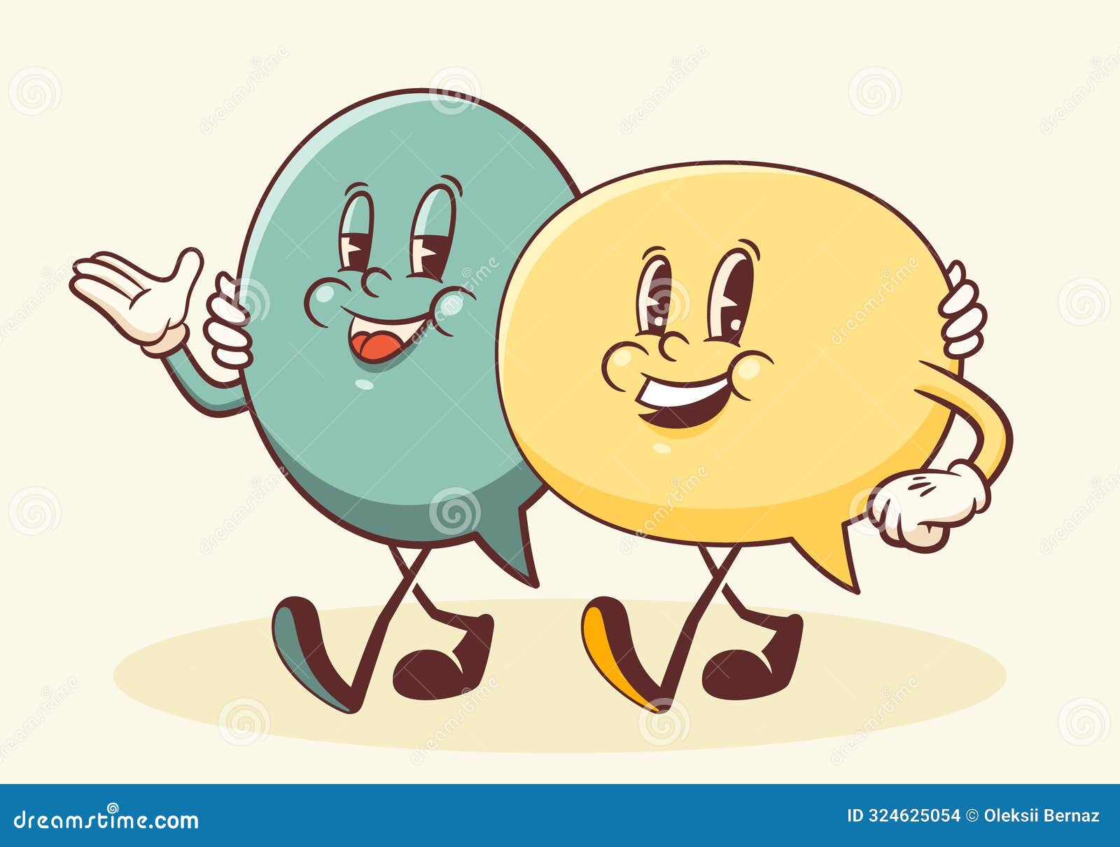 Vector Talk Language Learning Walking Characters Illustration. Groovy ...