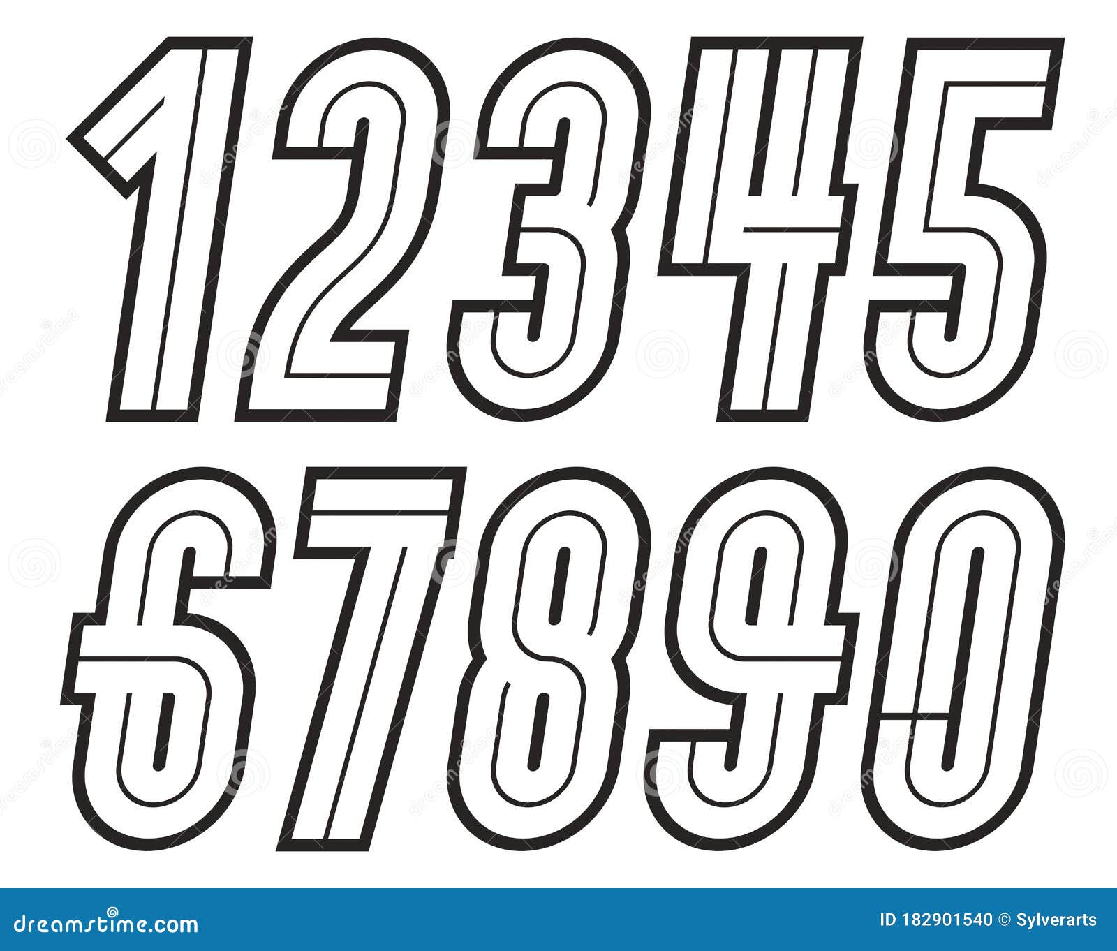 Vector Tall Regular Numbers, Modern Numerals Set. Stock Vector ...