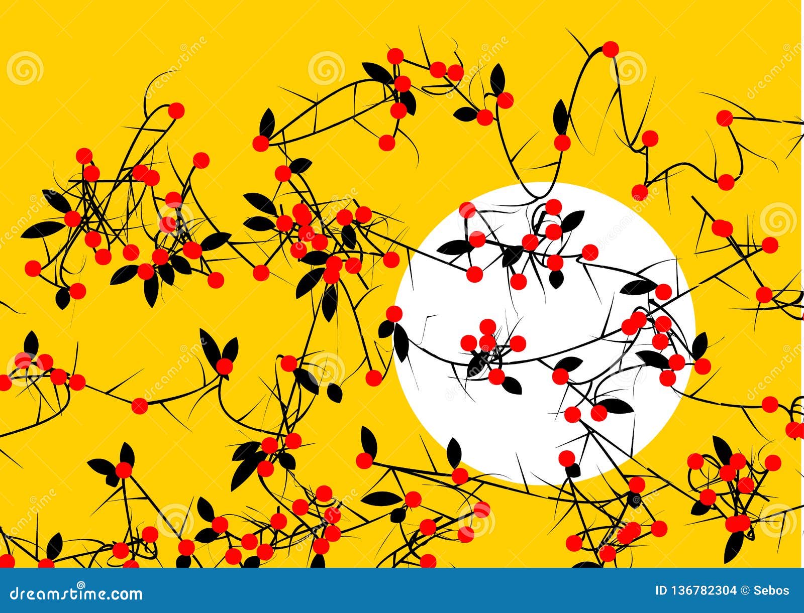 Vector Tangled Branches with Berries. Elements of Design in Japan Style ...