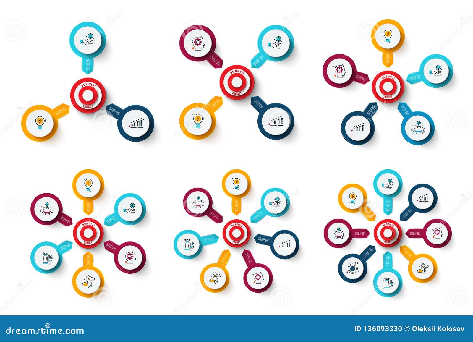 Vector Target with Arrows. Template for Cycle Diagram, Graph ...