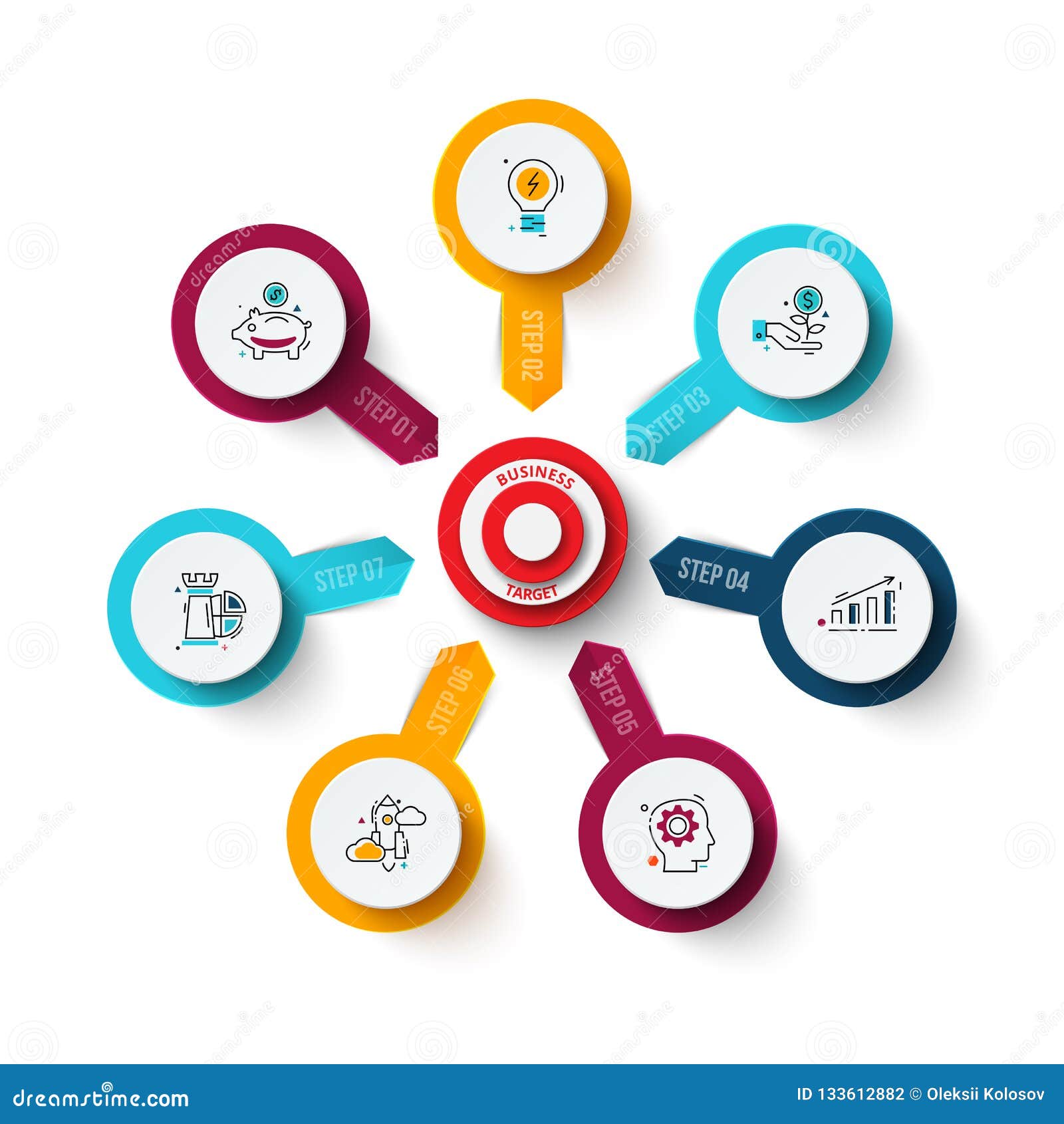 Vector Target with Arrows. Template for Cycle Diagram, Graph ...