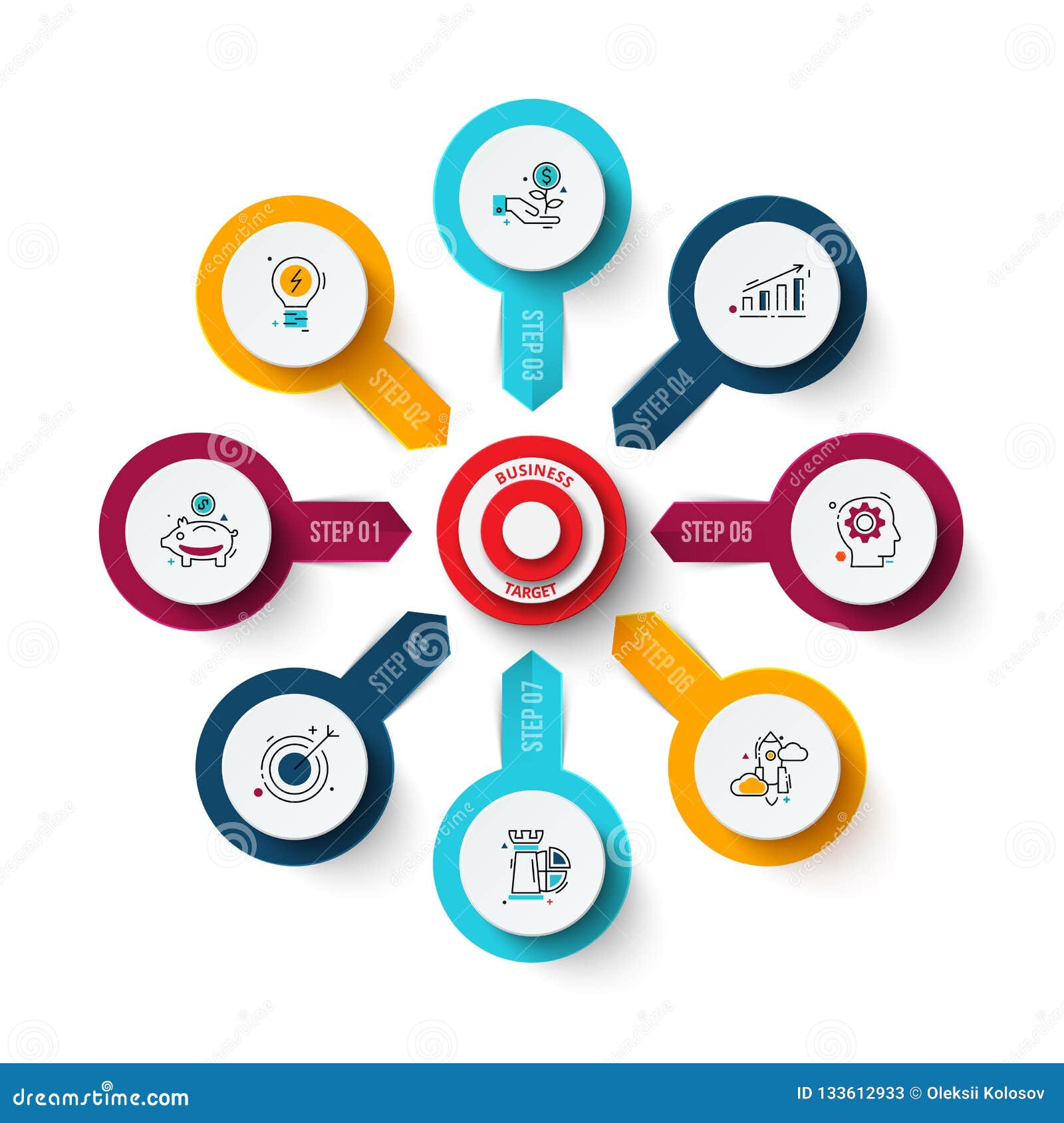 Vector Target with Arrows. Template for Cycle Diagram, Graph ...