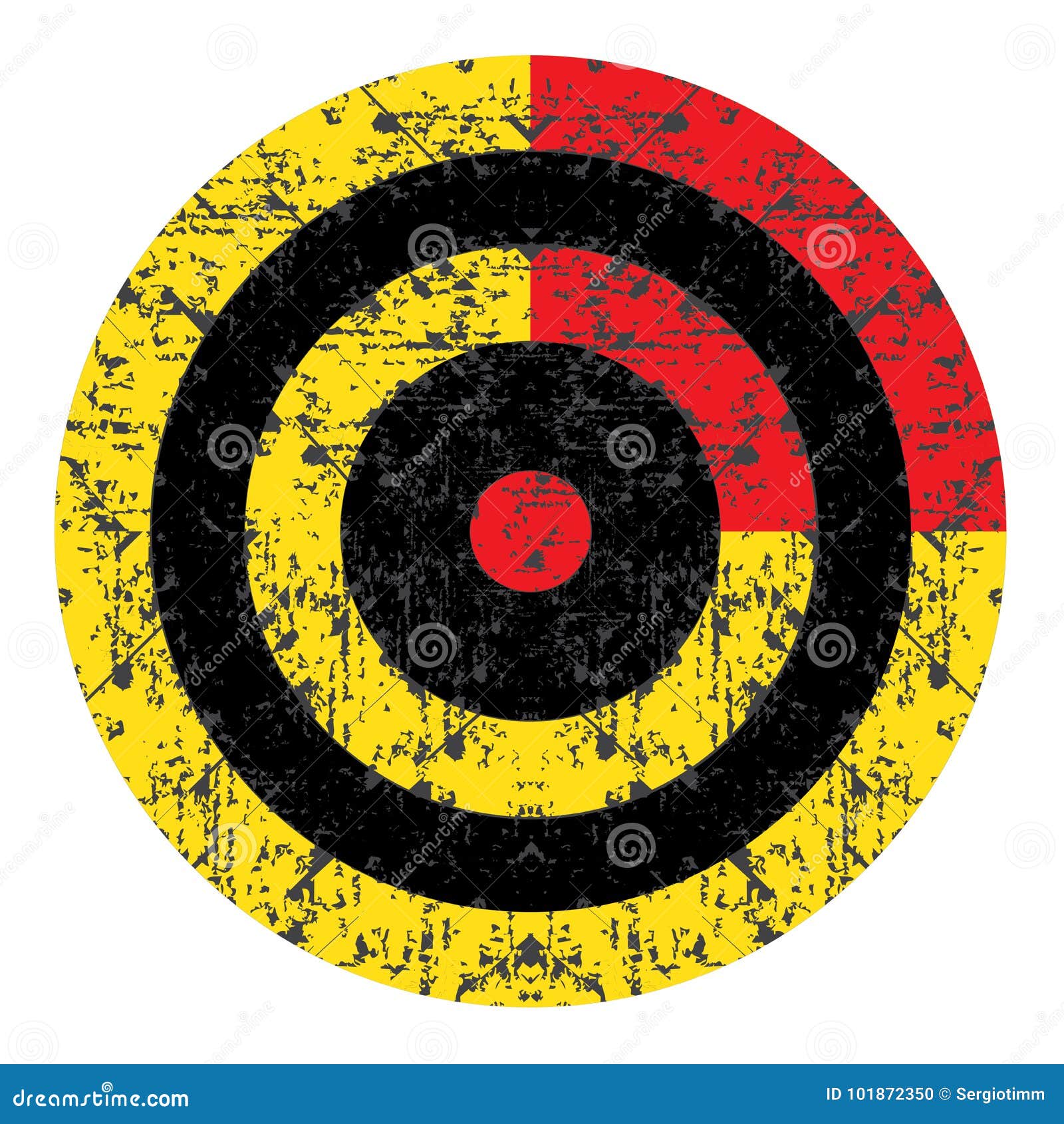 Vector Target with an Old Shabby Yellow and Black Circles and Red Mark ...