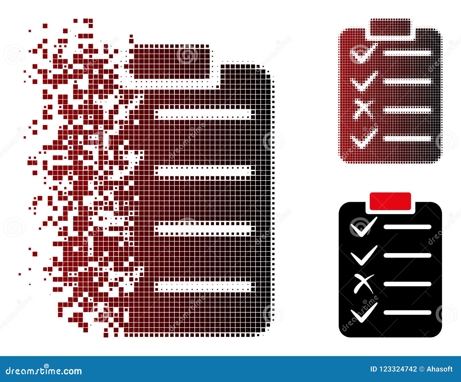 Moving Pixel Halftone Task List Icon Stock Vector - Illustration of ...