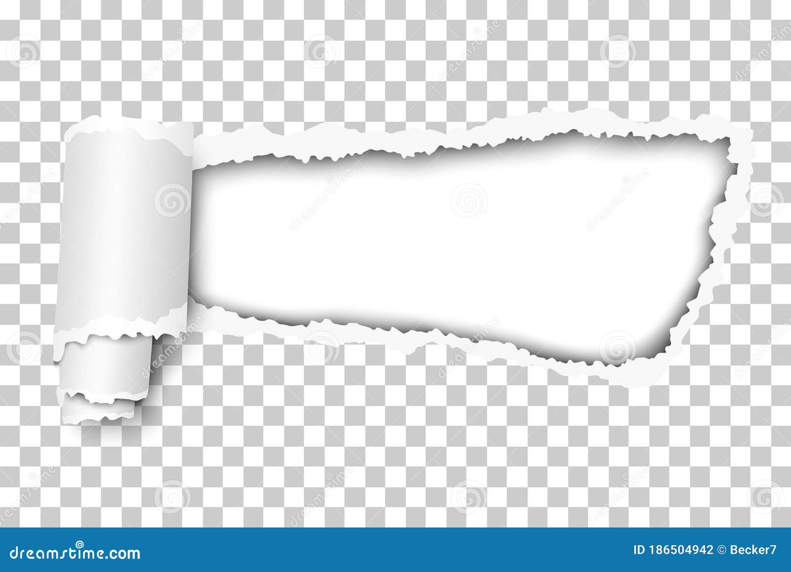 Vector Tattered Oblong Hole In White Sheet Of Paper With Transparent ...