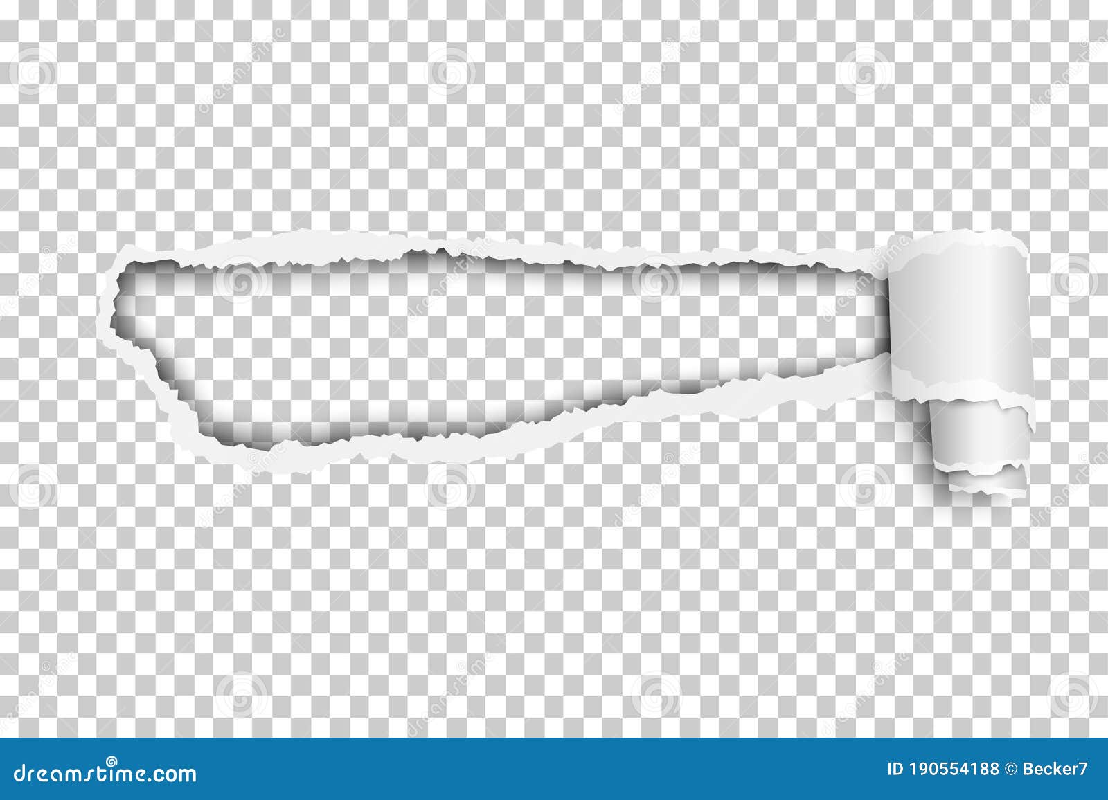 Vector Tattered Wide Hole In Sheet Of Transparent Paper. White ...