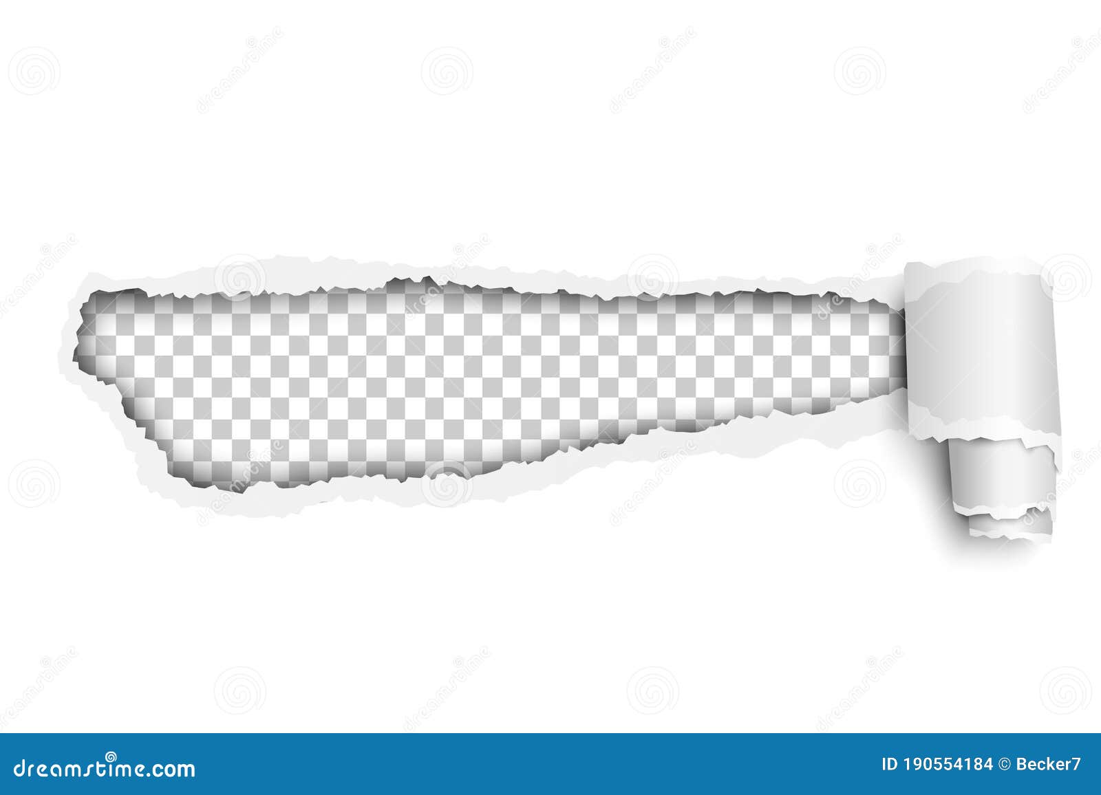 Vector Tattered Wide Hole In Sheet Of Transparent Paper. White ...