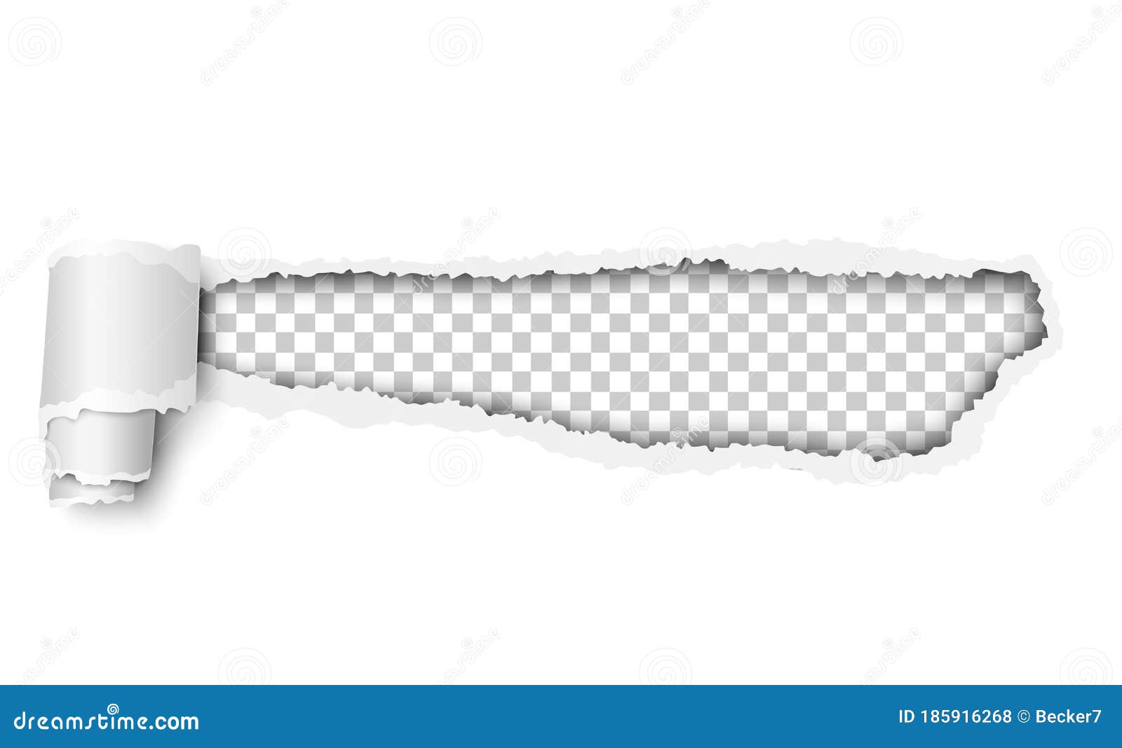 Vector Tattered Wide Hole In Sheet Of Transparent Paper. White ...