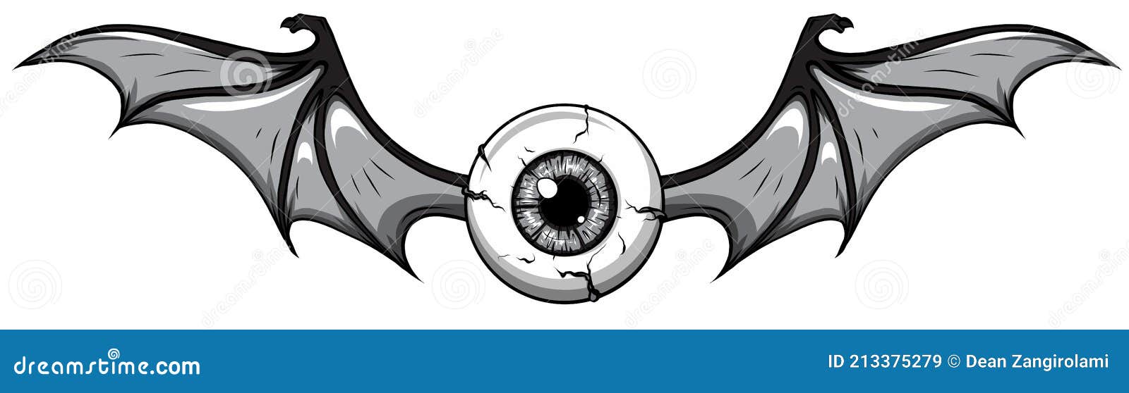 Monochromatic Vector Illustration of Tattoo Flying Eyeball Design Stock ...