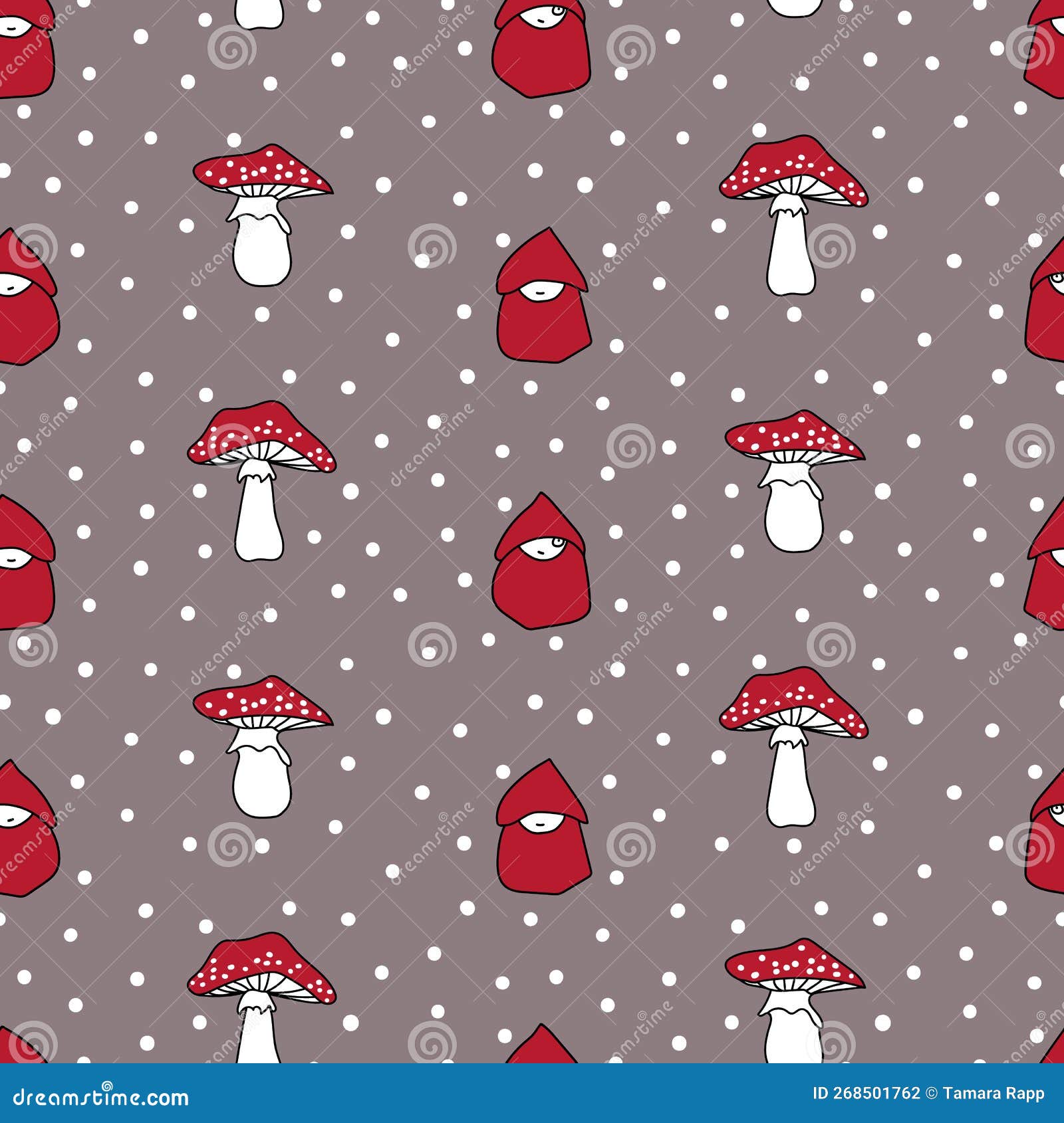 Vector Taupe Seamless Pattern Background with Small Figures and ...