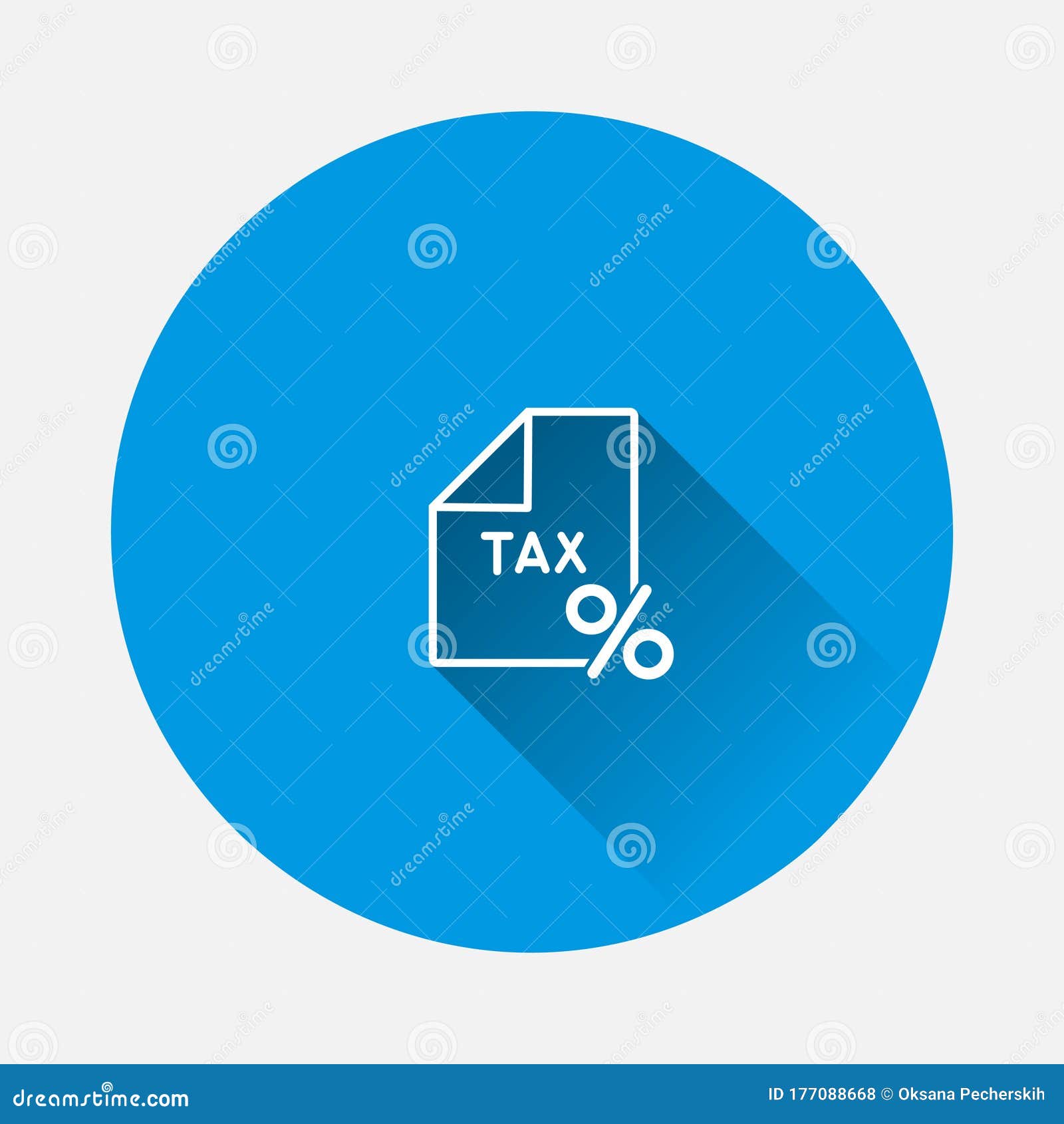 Vector Tax Form Icon on Blue Background. Flat Image with Long Shadow ...