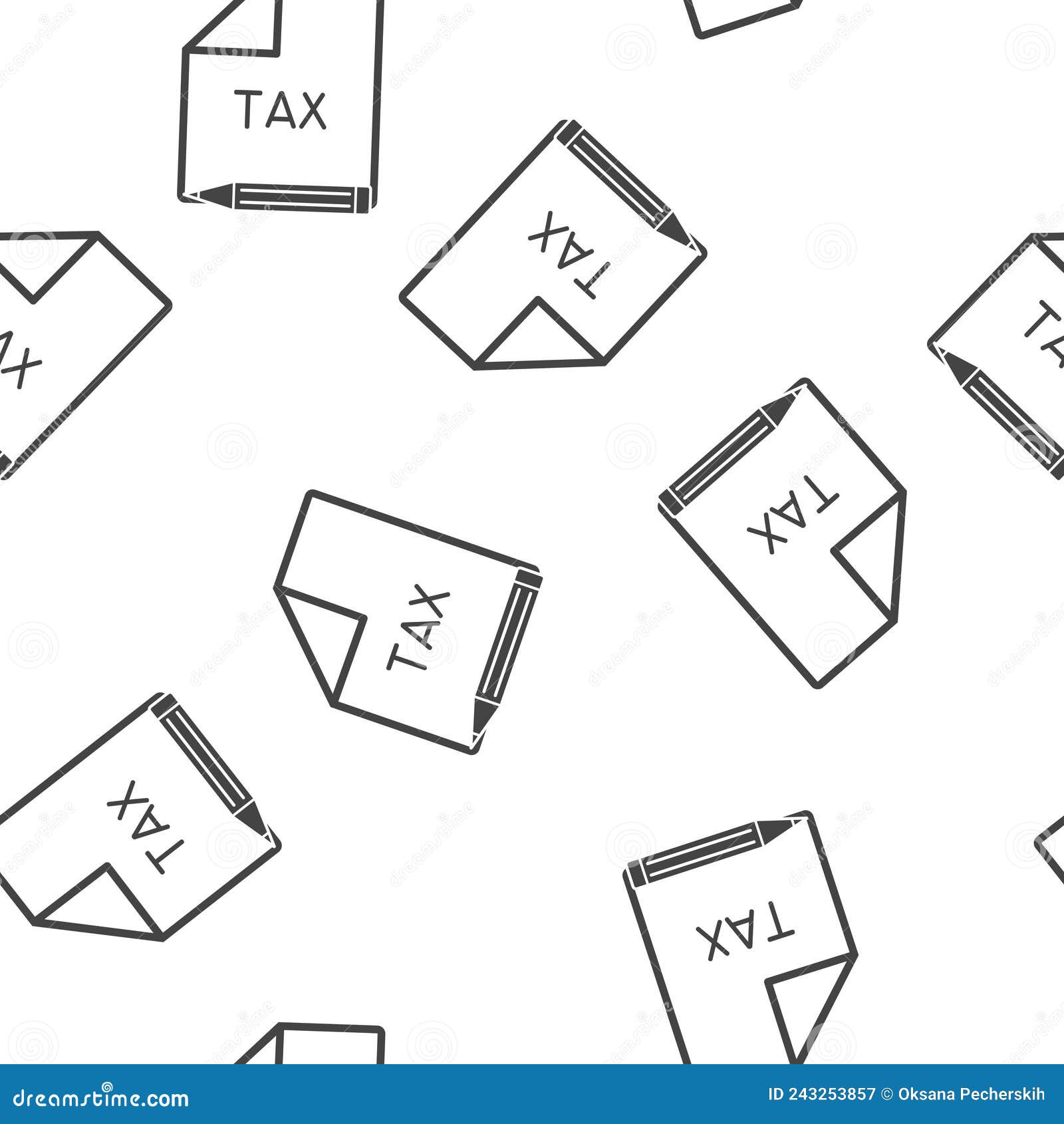 Vector Tax Form Icon Seamless Pattern on a White Background. Layers ...