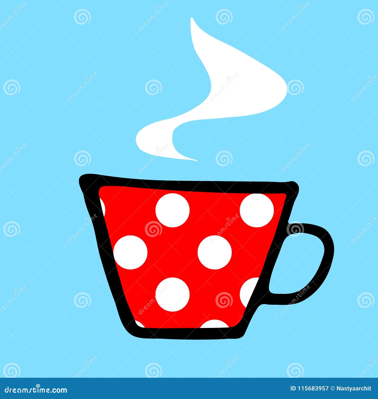 Vector Tea Cup Red with White Polka Dot Pattern Stock Illustration ...