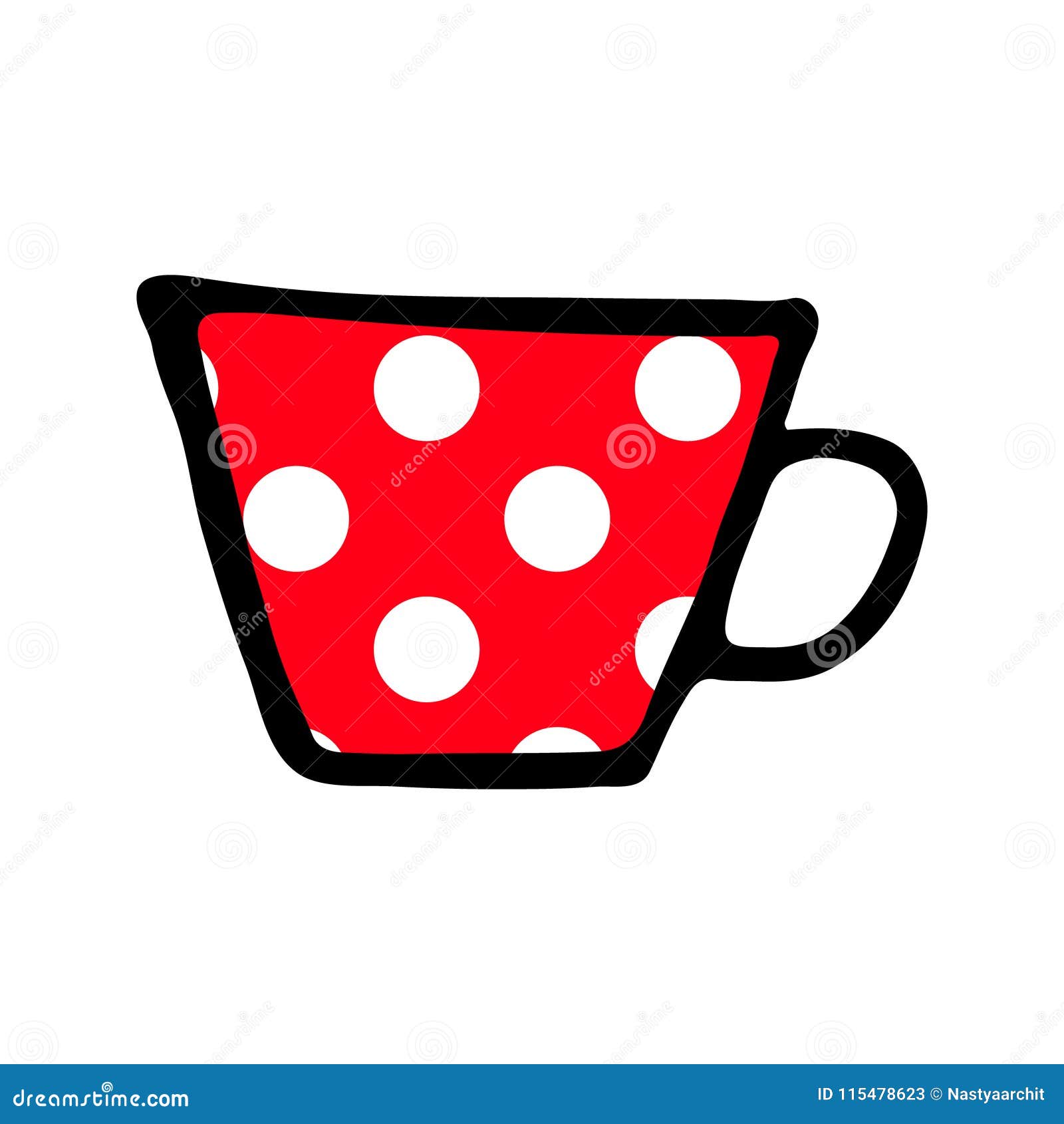 Vector Tea Cup Red with White Polka Dot Pattern Stock Illustration ...