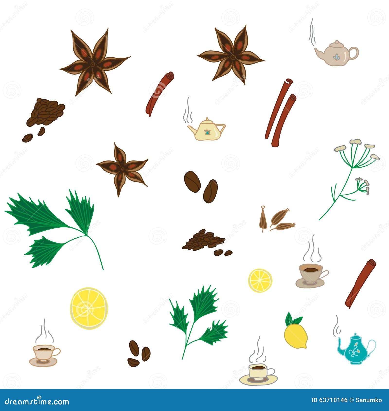 Vector tea pattern stock vector. Illustration of artwork - 63710146