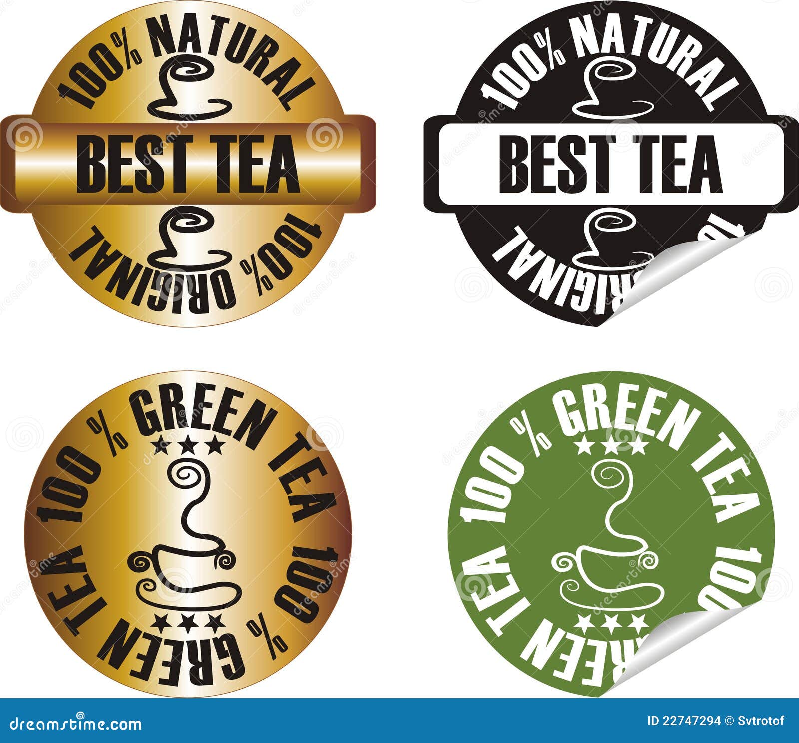 Vector tea stamp set stock vector. Illustration of black - 22747294