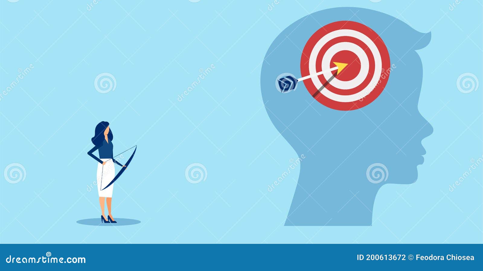 Vector of a Teacher Aiming with Bow and Arrow at Target on Child Head ...