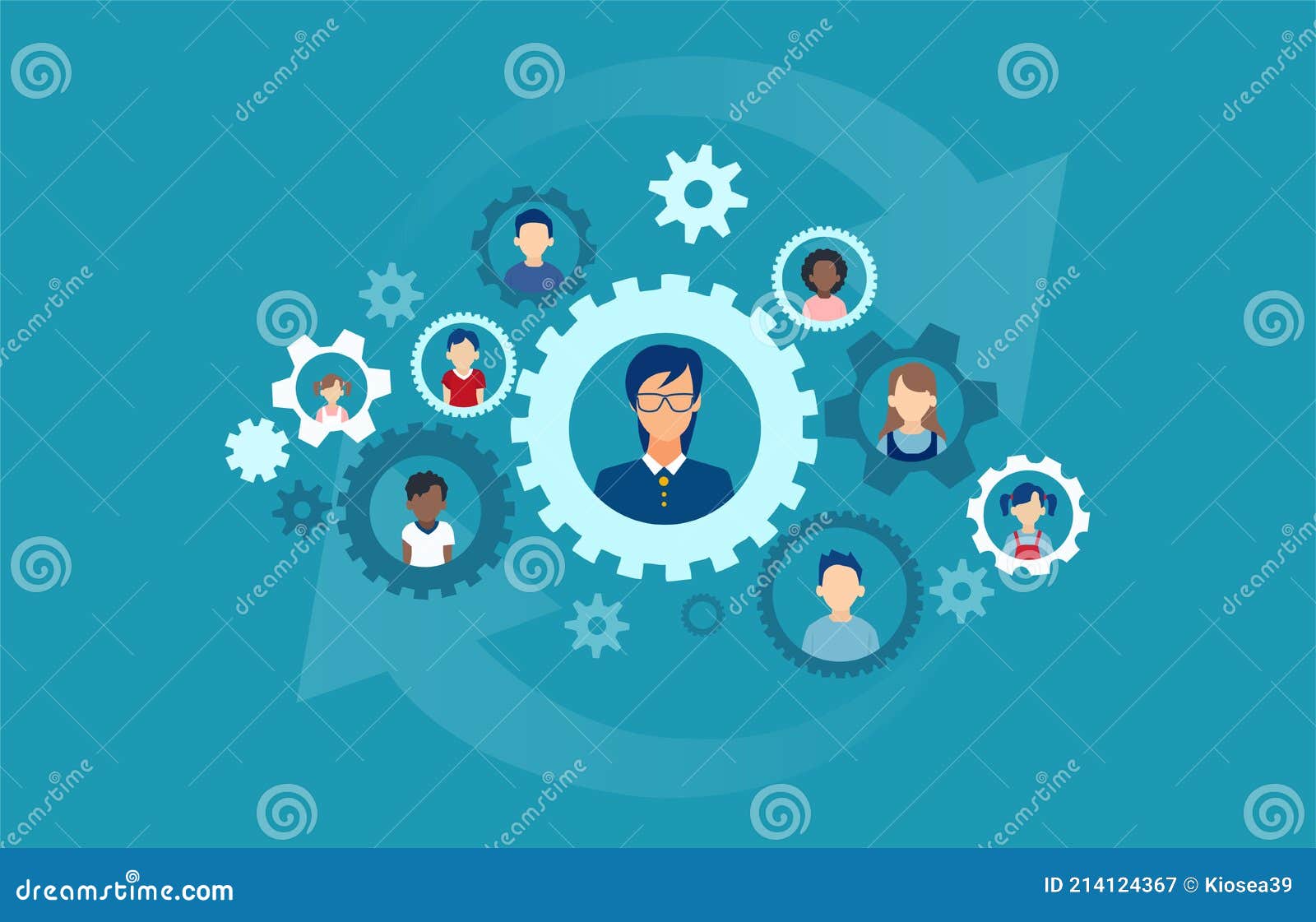 Vector of a Teacher Interconnected with Students in a Network of Gear ...