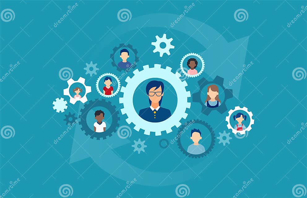 Vector of a Teacher Interconnected with Students in a Network of Gear ...