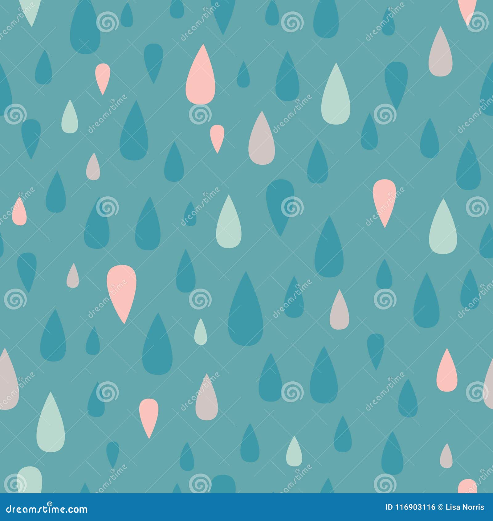 Vector Teal Teardrop Raindrop Seamless Pattern Background Stock Vector ...