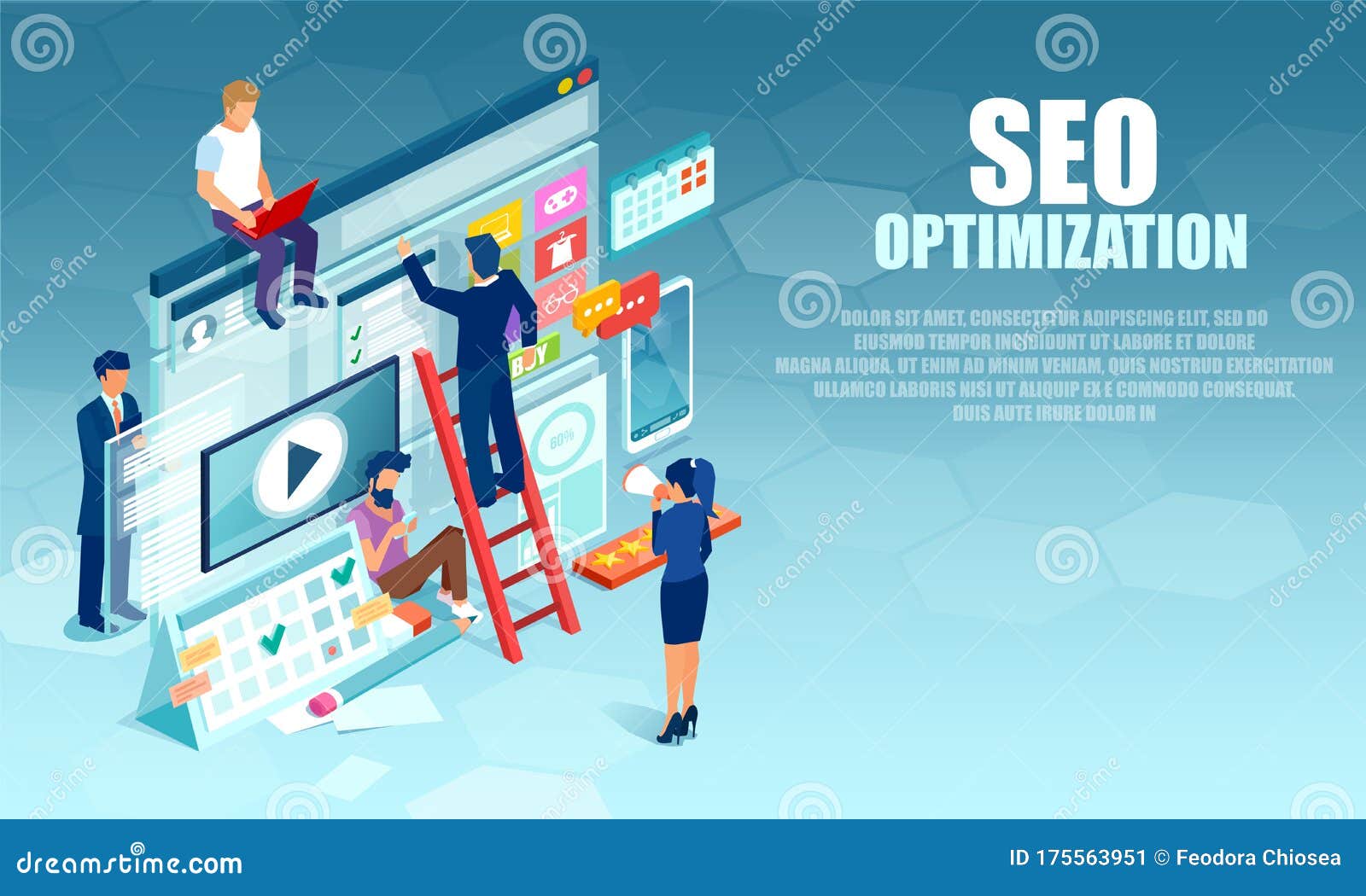 Vector of a Team of People Working on SEO Optimization Stock ...