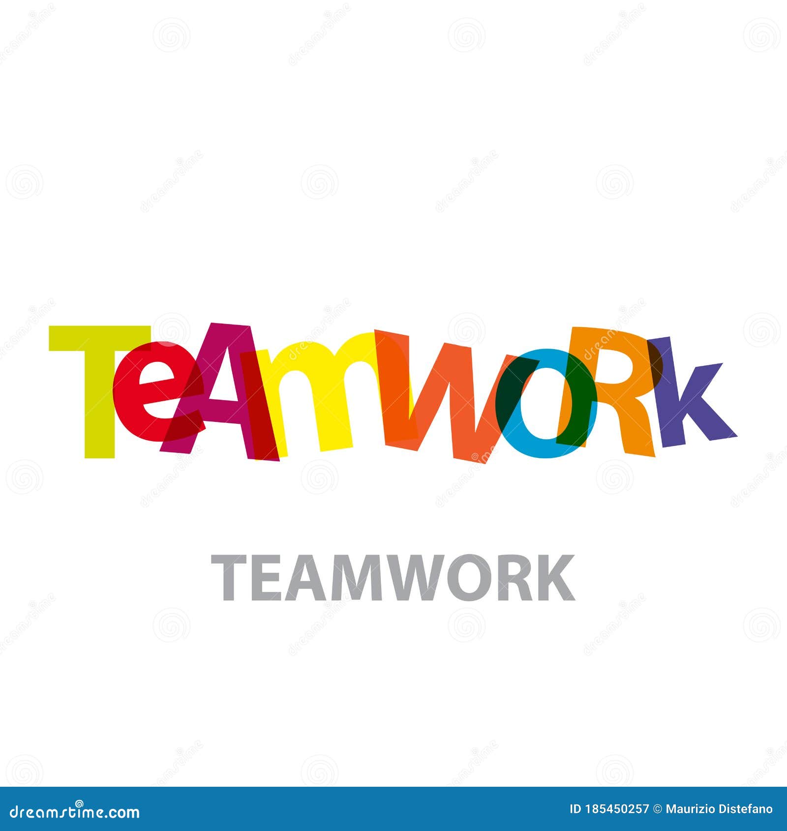 Vector Teamwork.Broken Colorful Text and Word Stock Vector ...