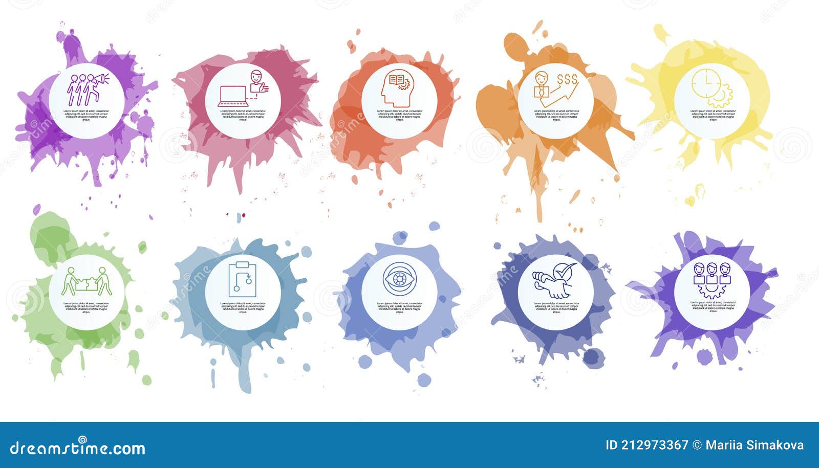 Infographic Teamwork Template. Icons in Different Colors. Include ...